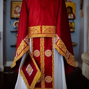Fully Embroidered Orthodox Priest Gold Set, Dark Red Gold - Etsy