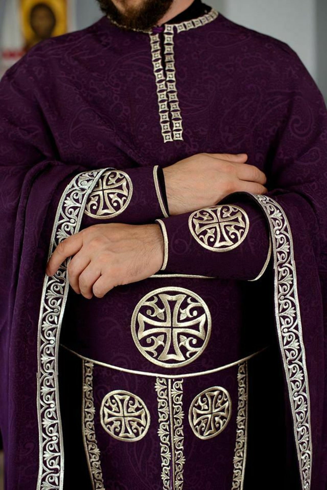 Fully Embroidered Orthodox Priest Vestments Set, Purple - Etsy