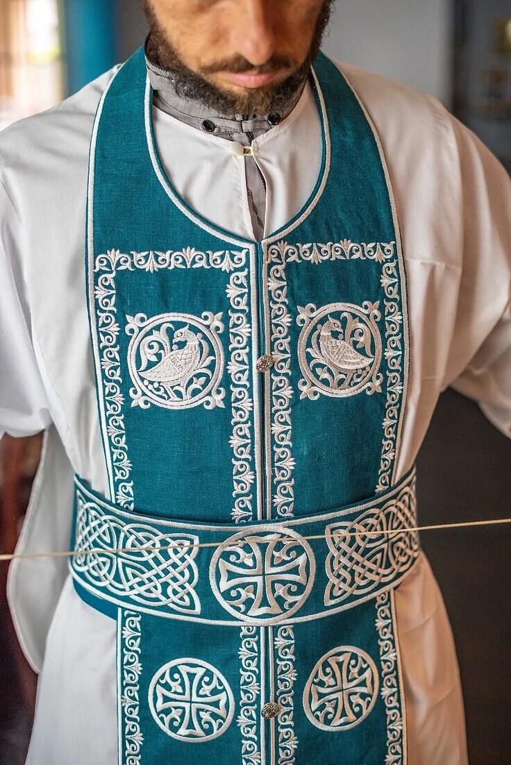 Fully Embroidered Orthodox Priest Gold Set, Blue, Silver, KELT Gold - Etsy