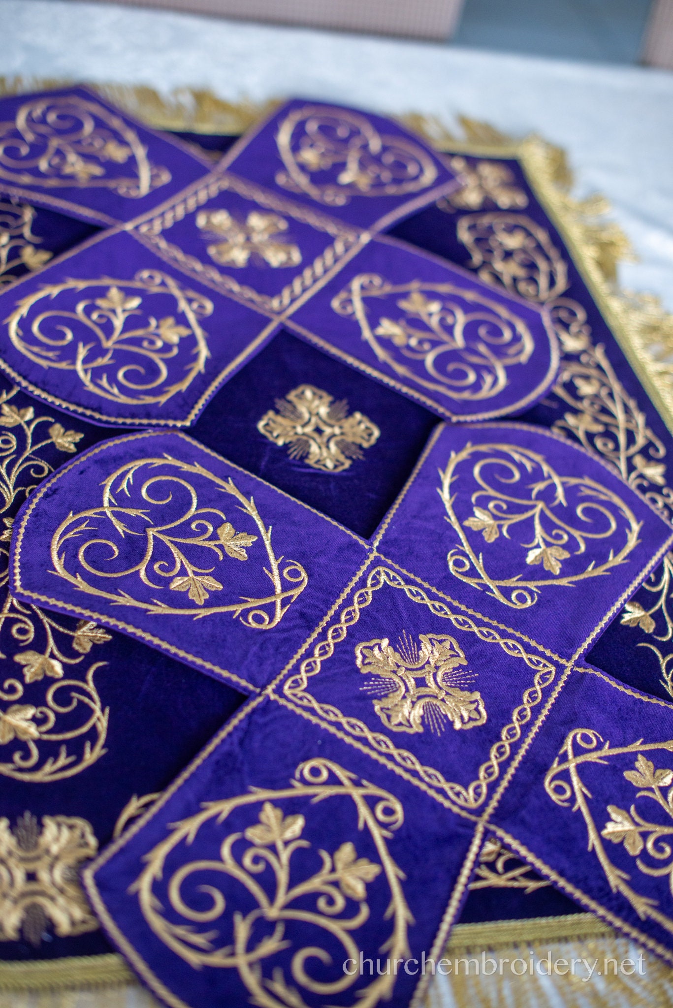 Chalice Covers Set, Fringe. Fully Embroidered. Purple, Great Lent ...