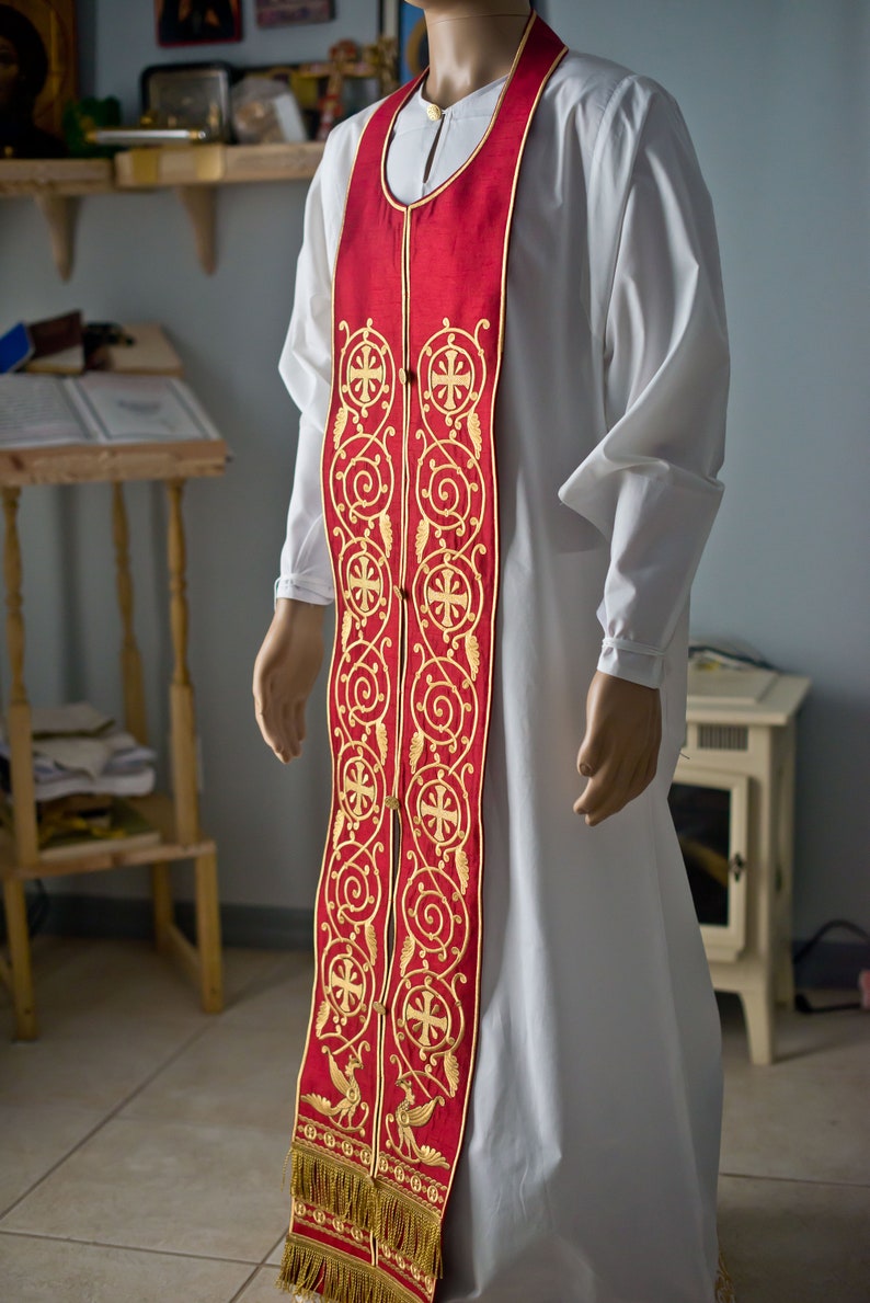 Fully Embroidered Orthodox Priest Vestments Set, Light Silk, Gold ...