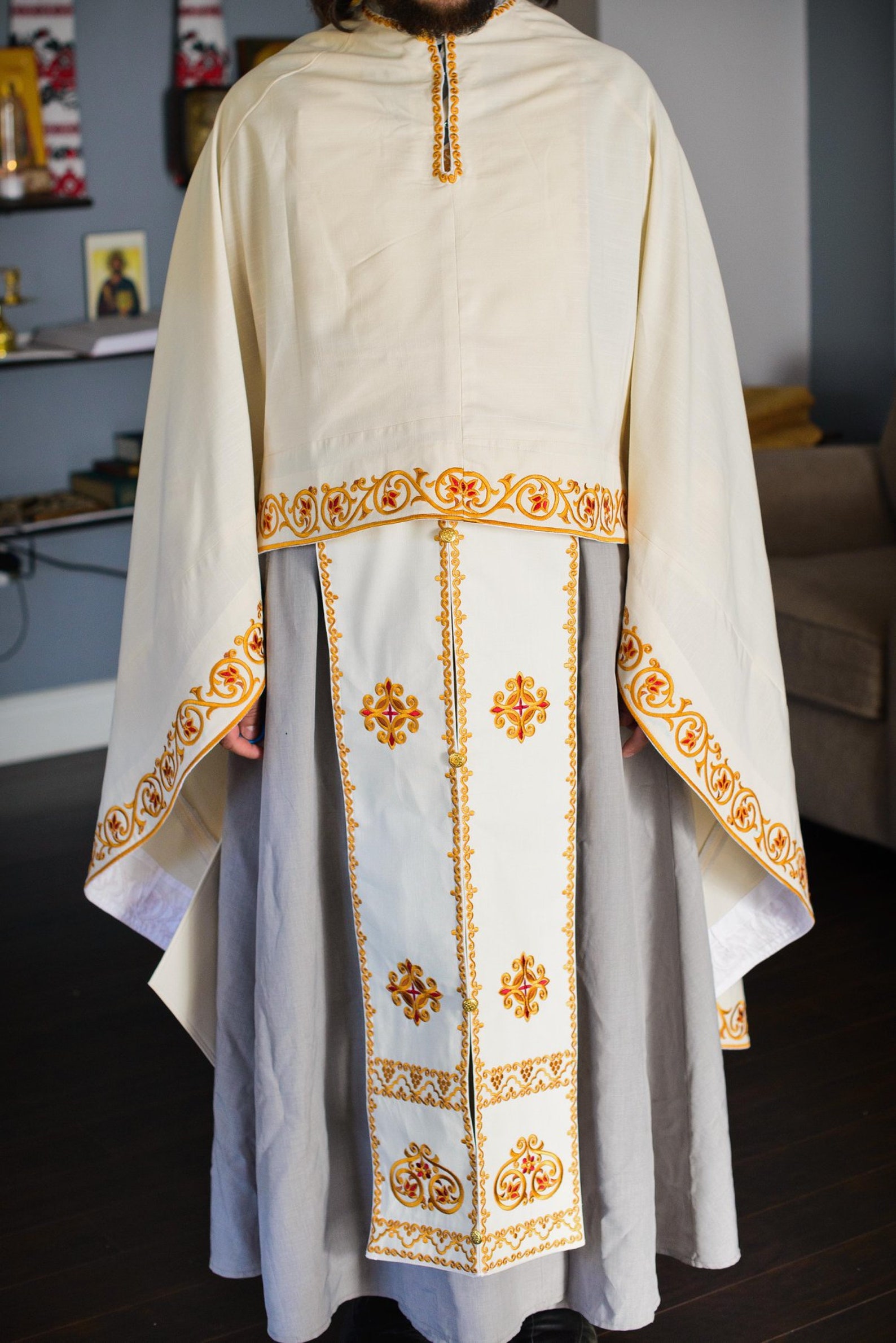 Fully Embroidered Orthodox Priest Vestments Set, Simple Linen - Etsy