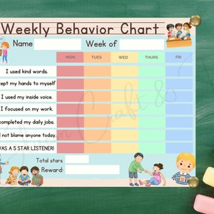 Weekly Behavior Chart, Toddler Behavior Chart, Printable Chart, Instant ...