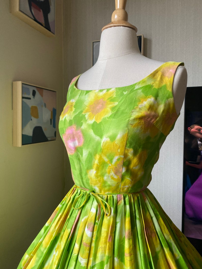 1950s Pastel Floral Dress, 50s Fall Dress, 1950s Autumn Dress, 1950s XS ...