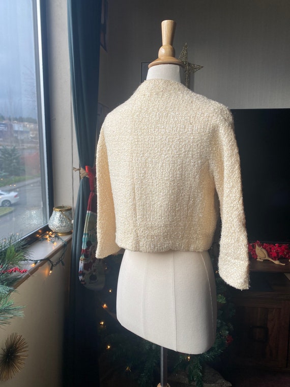 1950s Small Beige Cropped Jacket Bolero - Gem