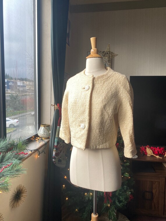 1950s Small Beige Cropped Jacket Bolero - Gem
