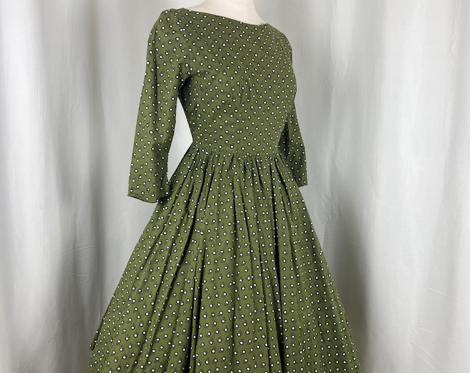 1950s Green Dress, 50s Spring Dress, 1950s Vintage Dress, 1950s XS ...