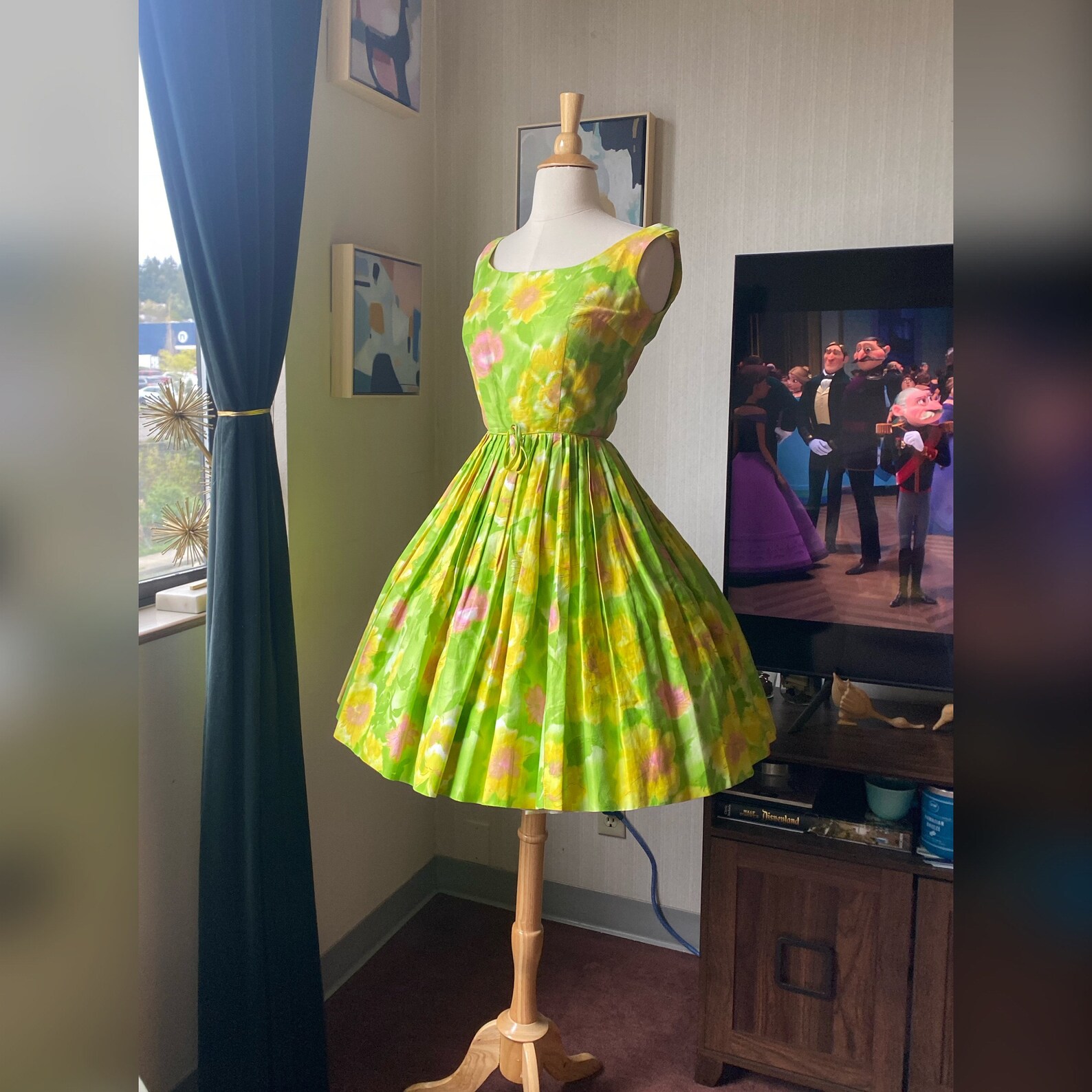 1950s Pastel Floral Dress, 50s Fall Dress, 1950s Autumn Dress, 1950s XS ...