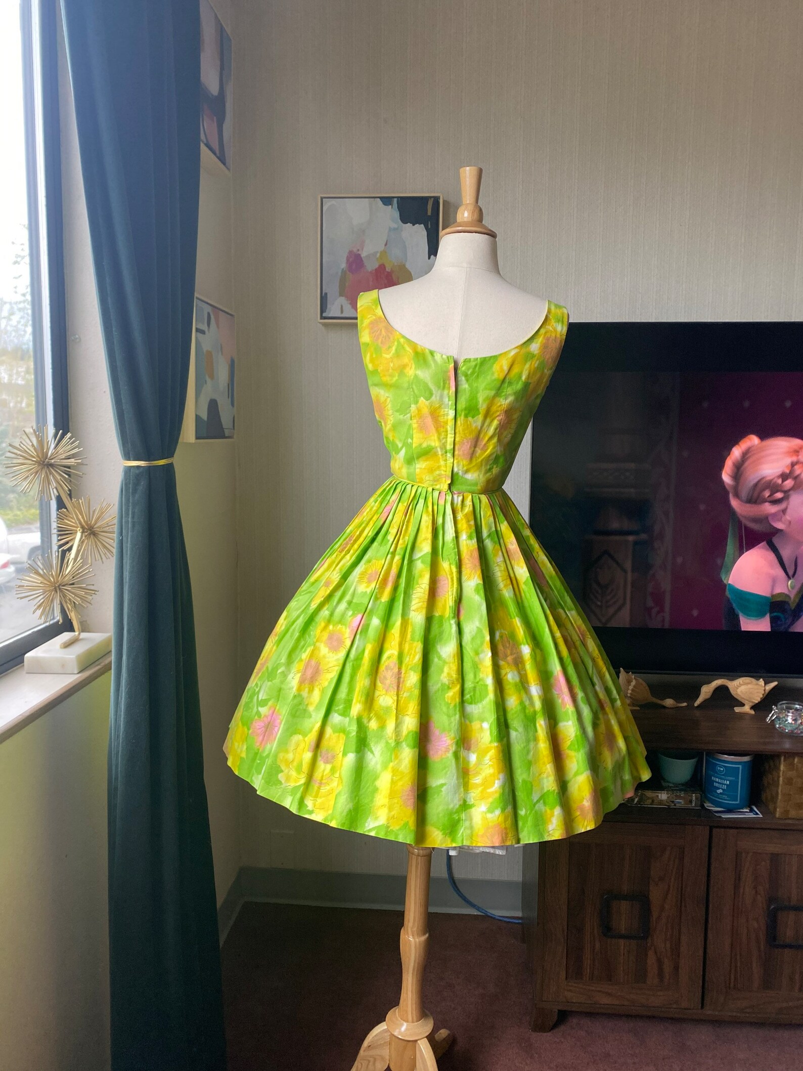 1950s Pastel Floral Dress, 50s Fall Dress, 1950s Autumn Dress, 1950s XS ...