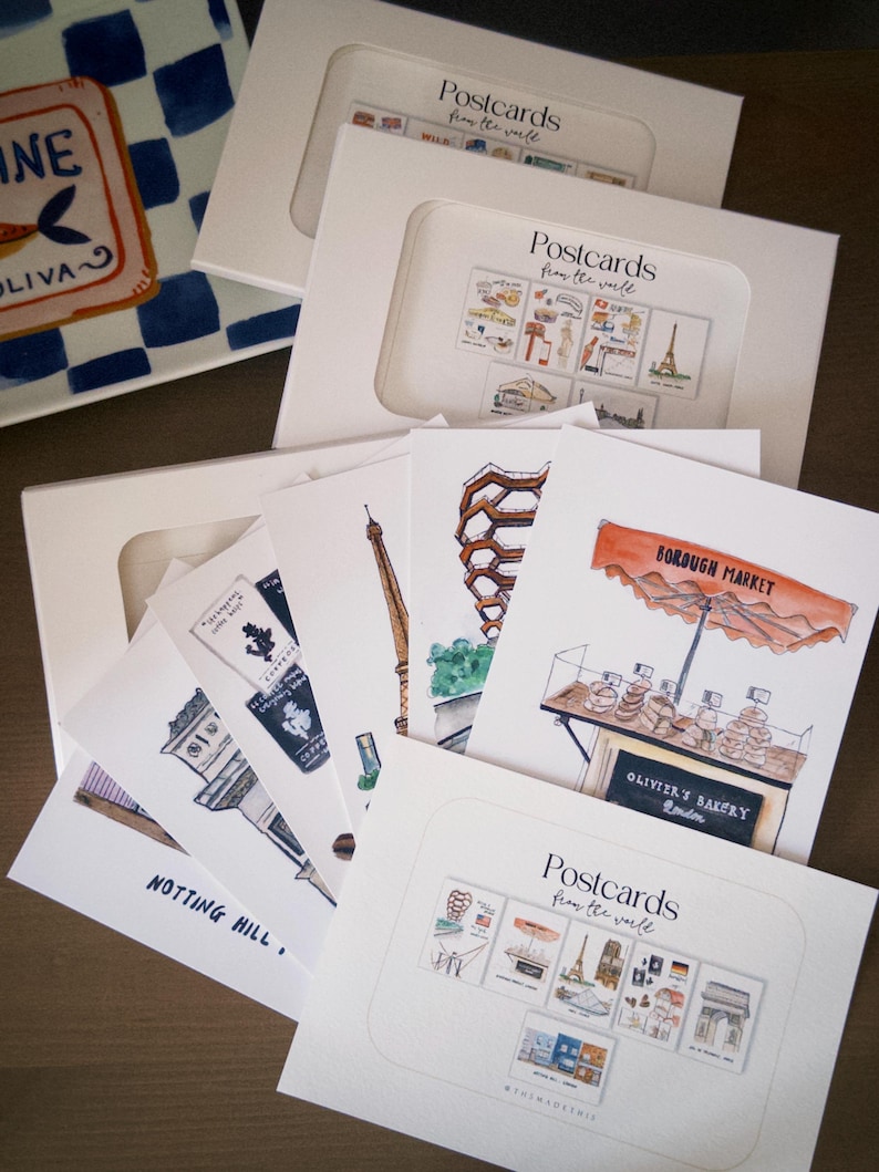 Illustrated Travel Postcards (sets) | Watercolor World Art Prints A6 ...