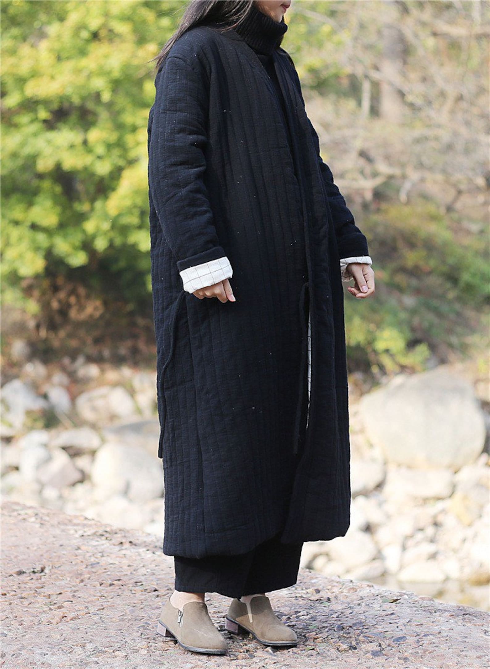 New Japanese Thick Long Cotton Coat/ Wrap Coat/ Kimono Thick - Etsy