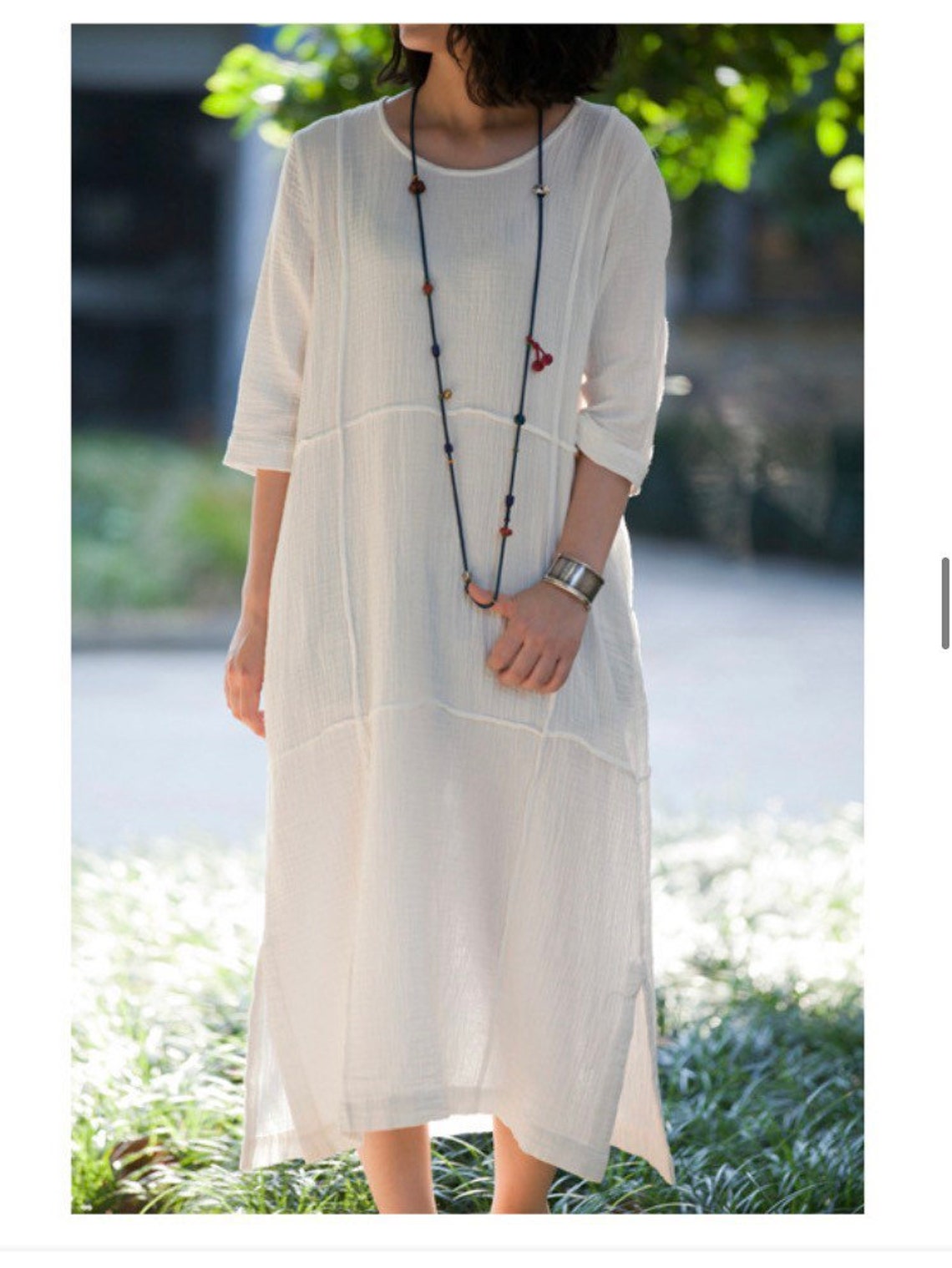 One Piece Cotton Dress Midi Summer Dress - Etsy