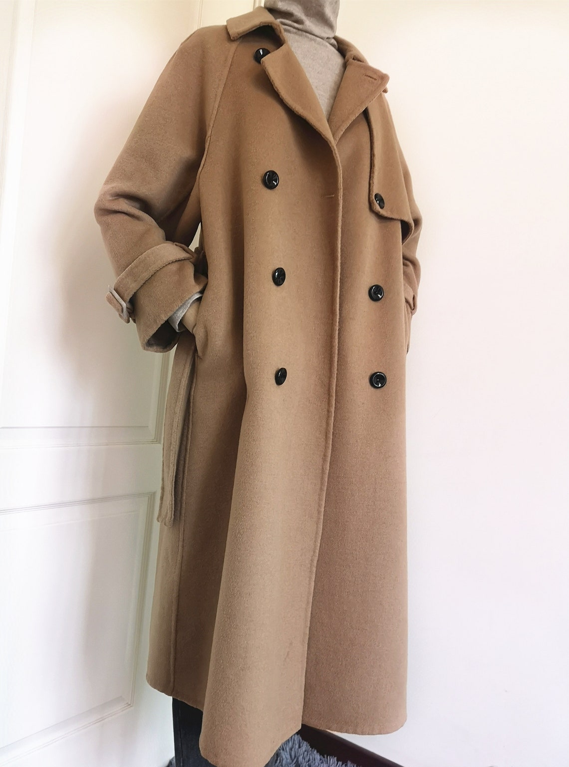 Camel Wool Coat Double Breasted Overcoat Women Winter Loose Etsy
