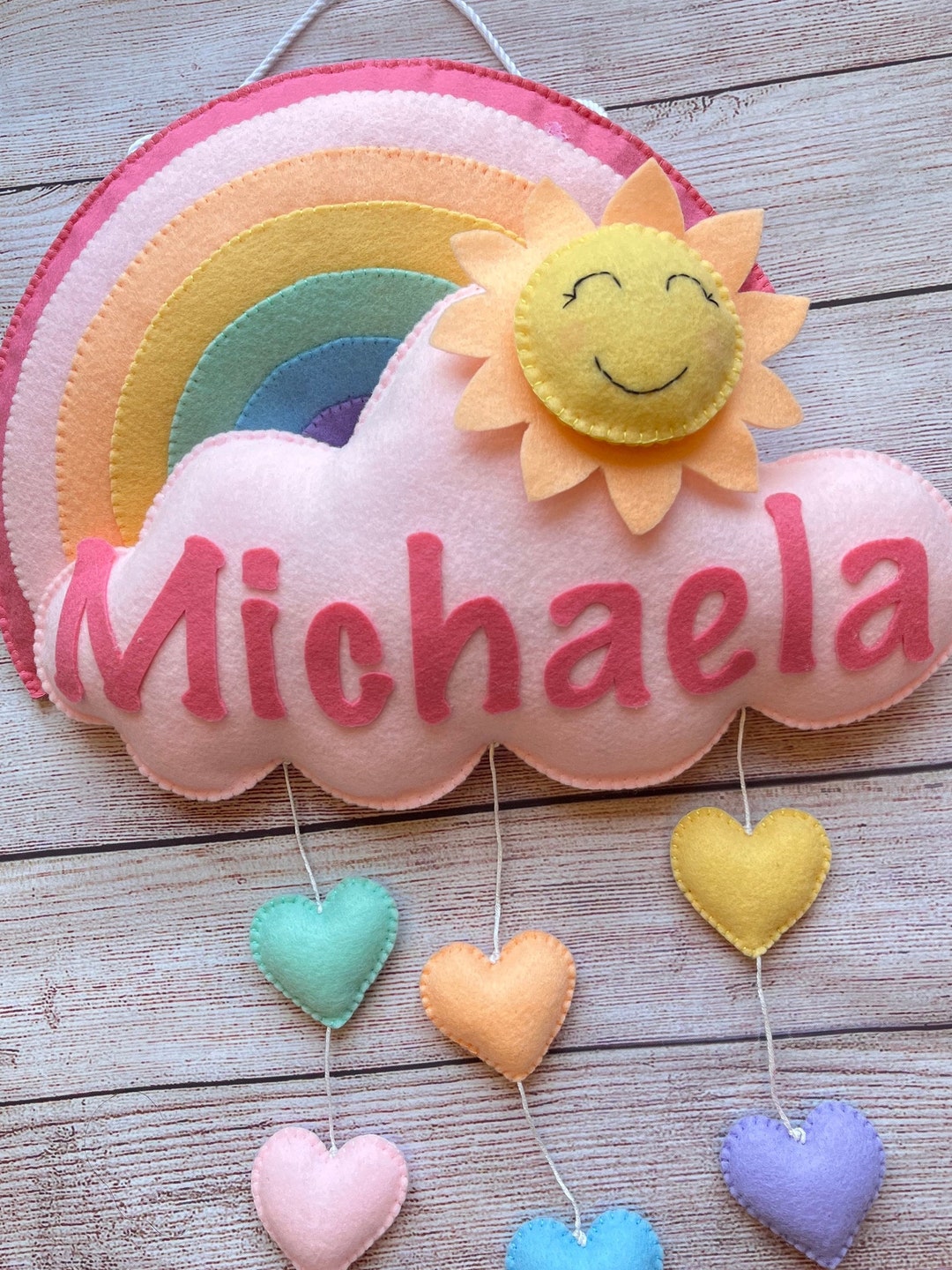 Personalized Felt Name Sign/rainbow Name Sign/nursery Wall Decor/name ...