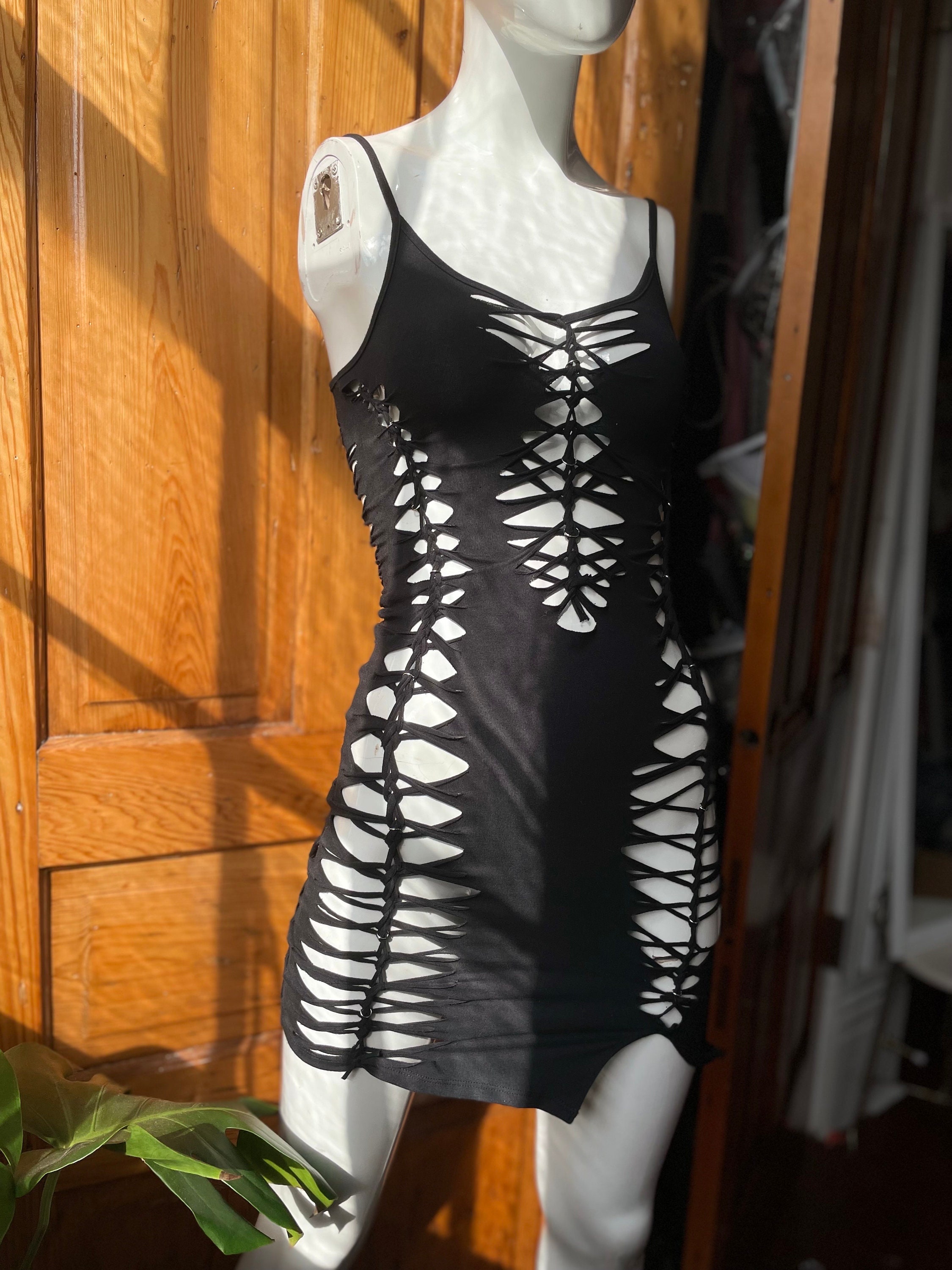 Custom Lil Black Slit Weave Mini Dress - Etsy