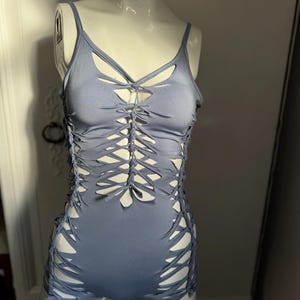 Custom Light Blue Slit Weave Shortie Romper - Etsy