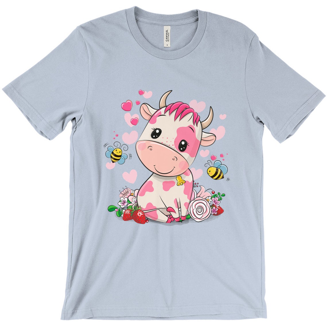Strawberry Cow Shirt Tiktok / Pink Cow Print Tshirt / Cow Tee - Etsy