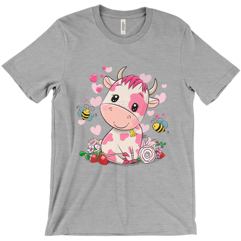 Strawberry Cow Shirt Tiktok / Pink Cow Print Tshirt / Cow Tee - Etsy