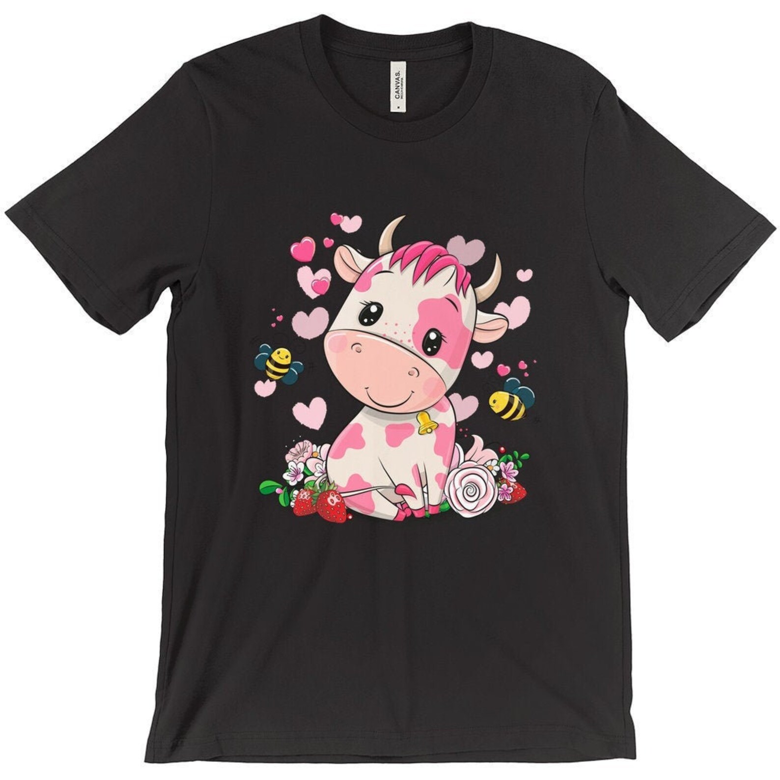 Strawberry Cow Shirt Tiktok / Pink Cow Print Tshirt / Cow Tee - Etsy