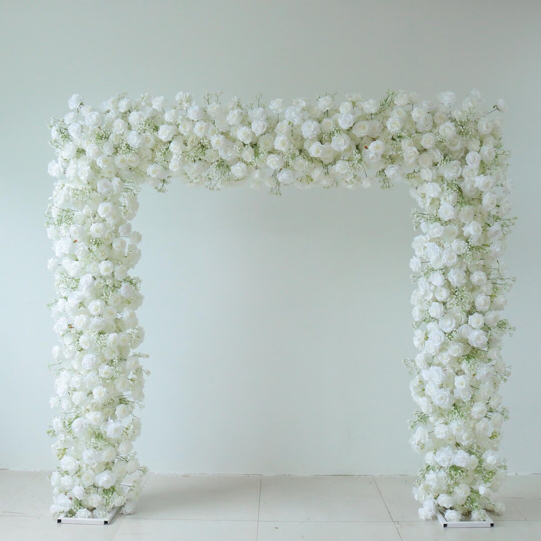 US Seller! 8x8ft Foam Base Backing White Roses Flower Arch Wedding ...
