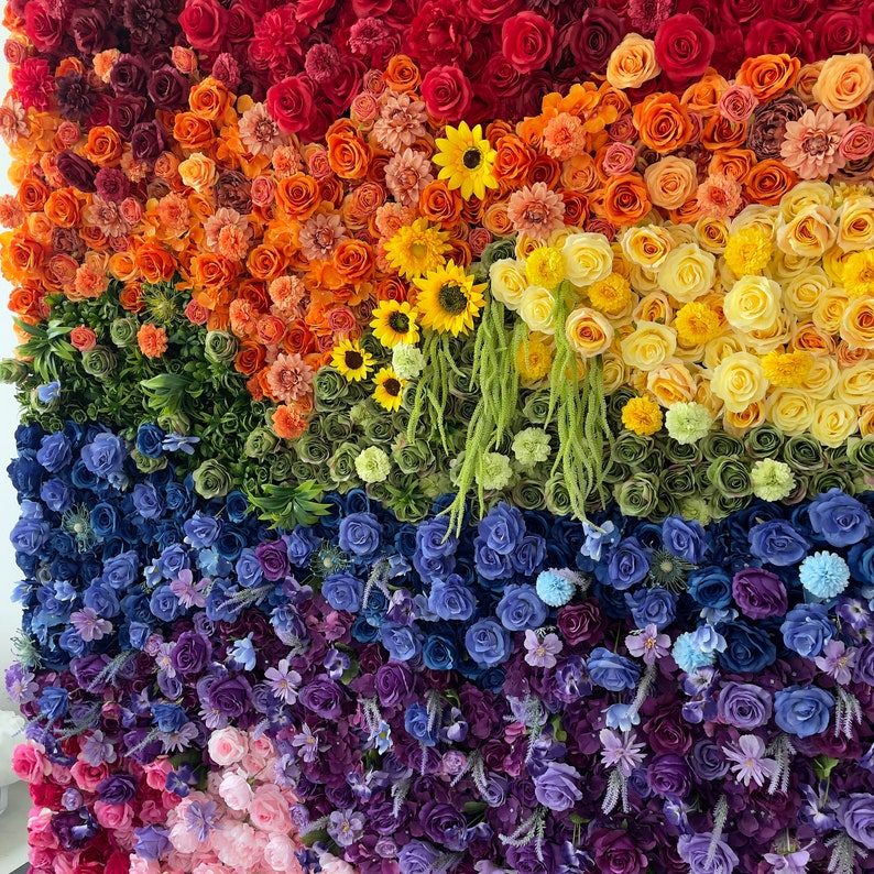 Rainbow Floral Wall Backdrop - Wedding Ceremony Photo Booth - Etsy