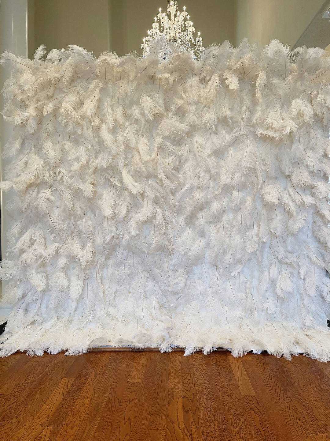 Ostrich Feather Flower Wall Backdrop: Fabric Cloth, Wedding Party Decor ...