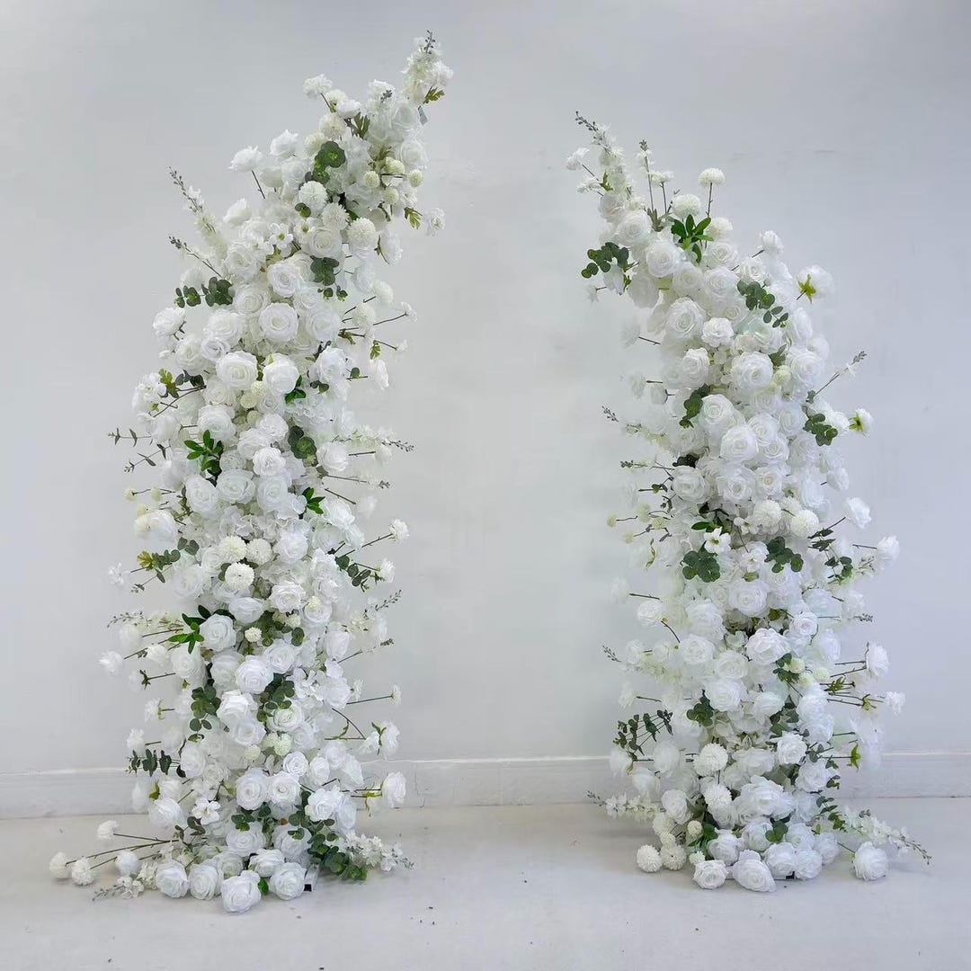 White Rose Wedding Arch: Horn Shape Floral Arrangement - 6ft X 7ft - Etsy