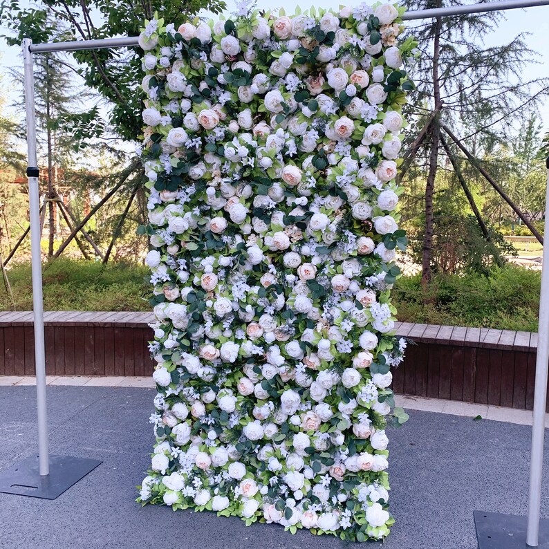 Wedding Flower Wall Backdrop Roll up Fabric Floral Wall for Ceremony ...
