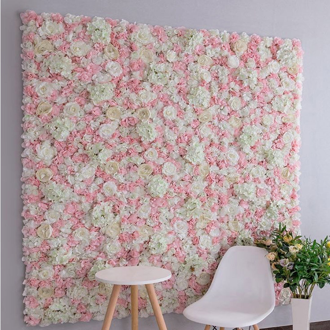 US Seller! Light Pink Flower Wall 3D Artificial Flower Panel Home Shop ...