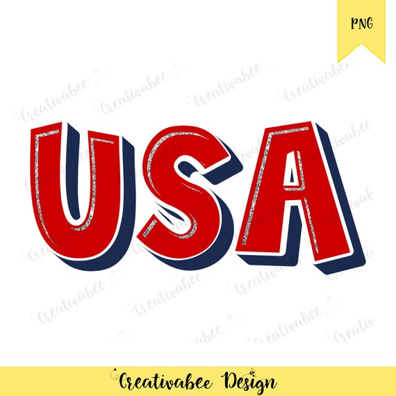 USA Word Art Sublimation Png File Patriotic Sublimation | Etsy