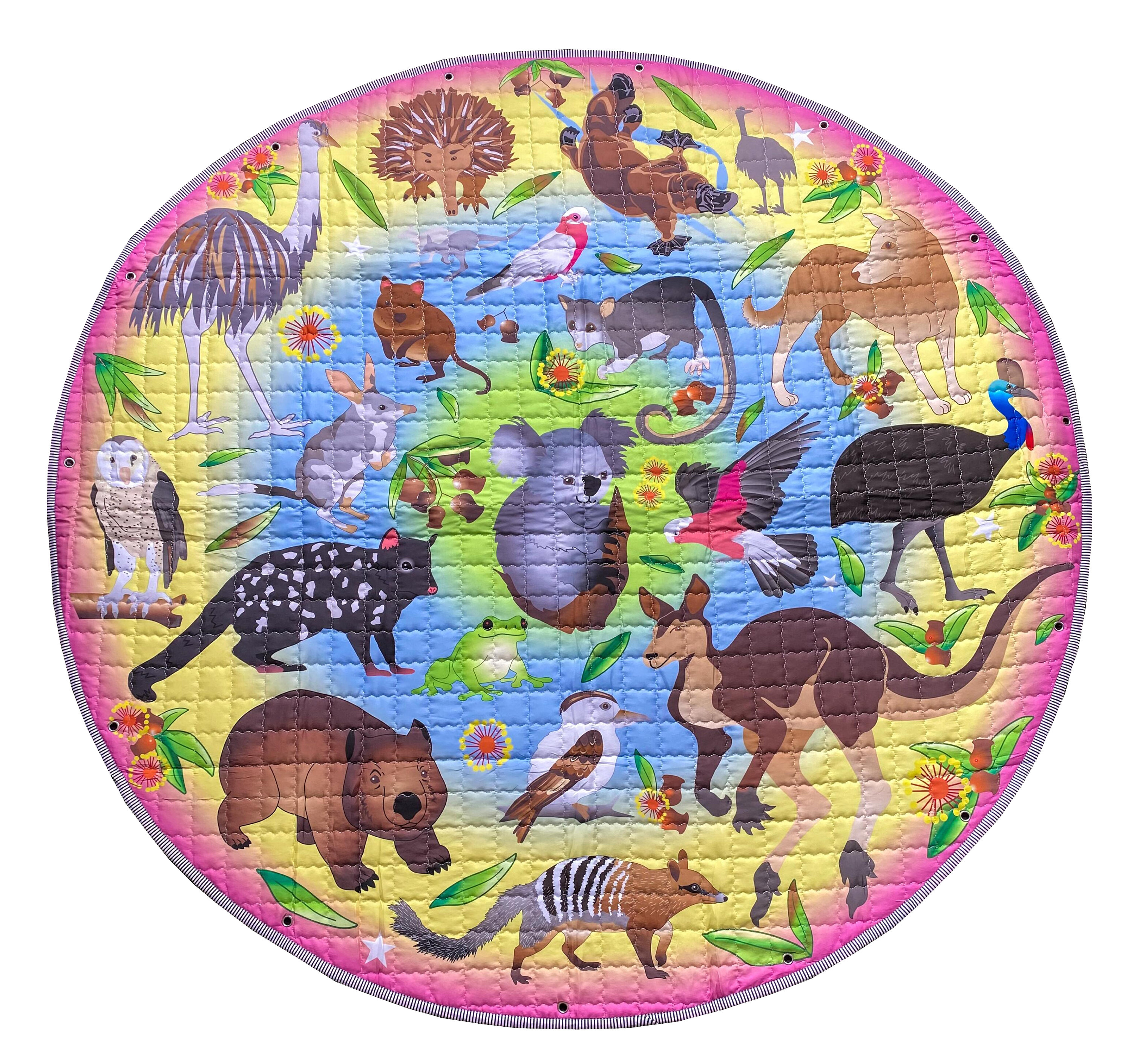 Australian Native Animals Tummy Time Play Mat - Multi-colour Pink to ...