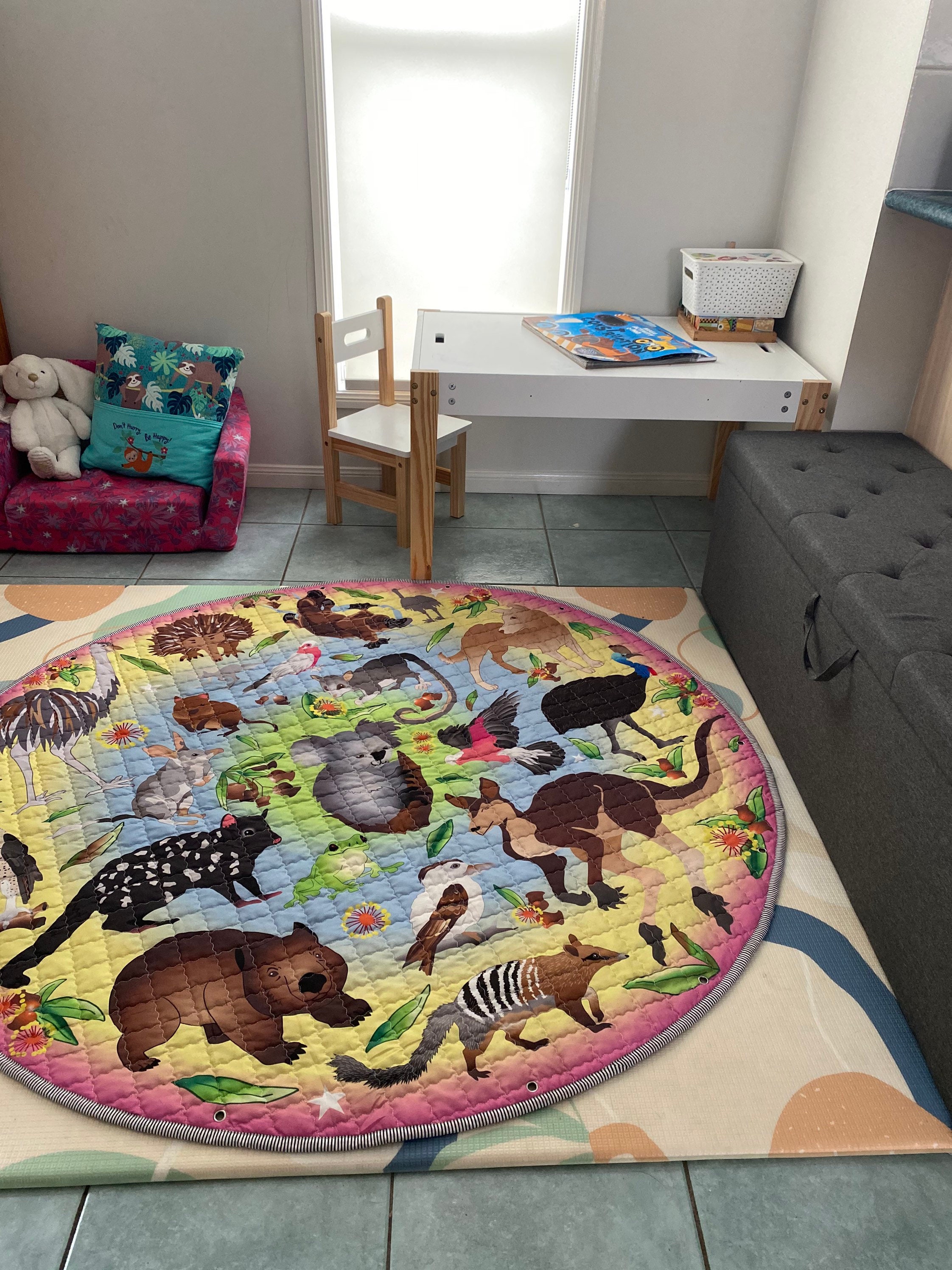 Australian Native Animals Tummy Time Play Mat - Multi-colour Pink to ...