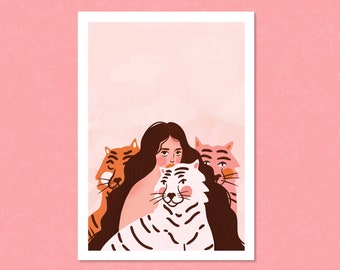 Tiger and Girl Poster - Etsy