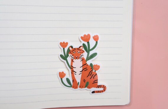 Grumpy Tiger Clear Sticker Die Cut Sticker Illustrated | Etsy