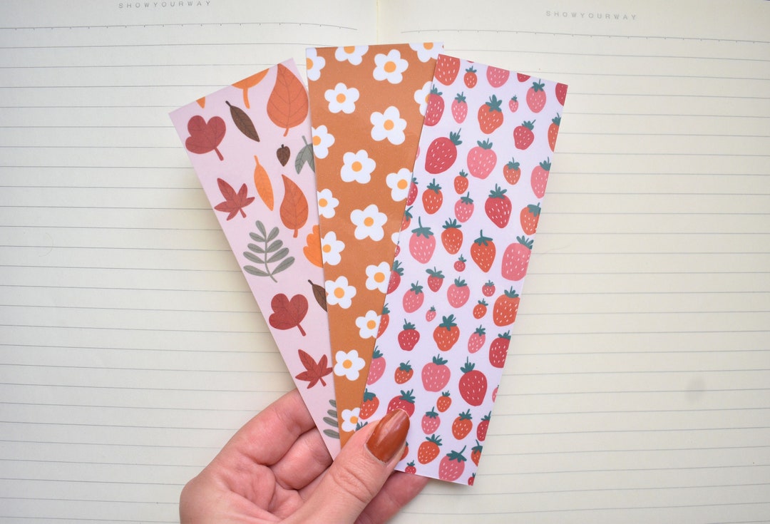 Cute Illustrated Bookmarks Flower Bookmark Strawberry - Etsy