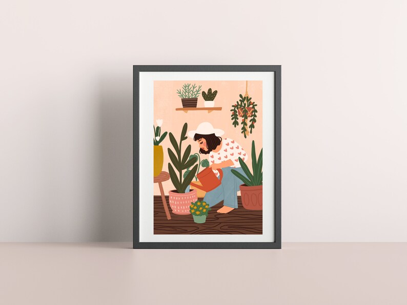 Plant Lady A5 Art Print Illustrated Poster Gift for Her - Etsy