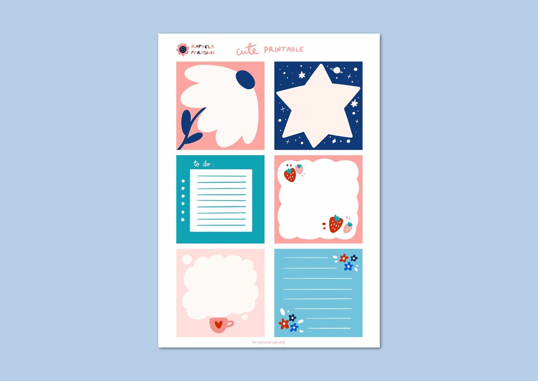 Cute Memo Pad Digital Download, Printable Memo Pads, Notepad, Printable ...