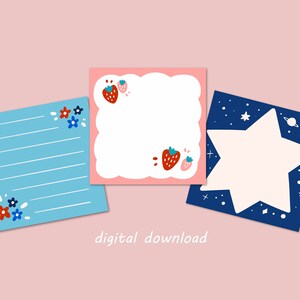 Cute Memo Pad Digital Download, Printable Memo Pads, Notepad, Printable ...