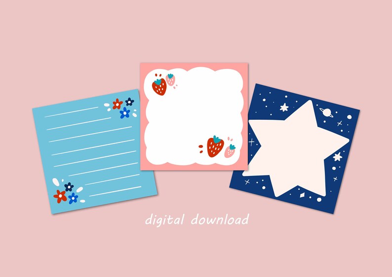Cute Memo Pad Digital Download Printable Memo Pads Notepad - Etsy