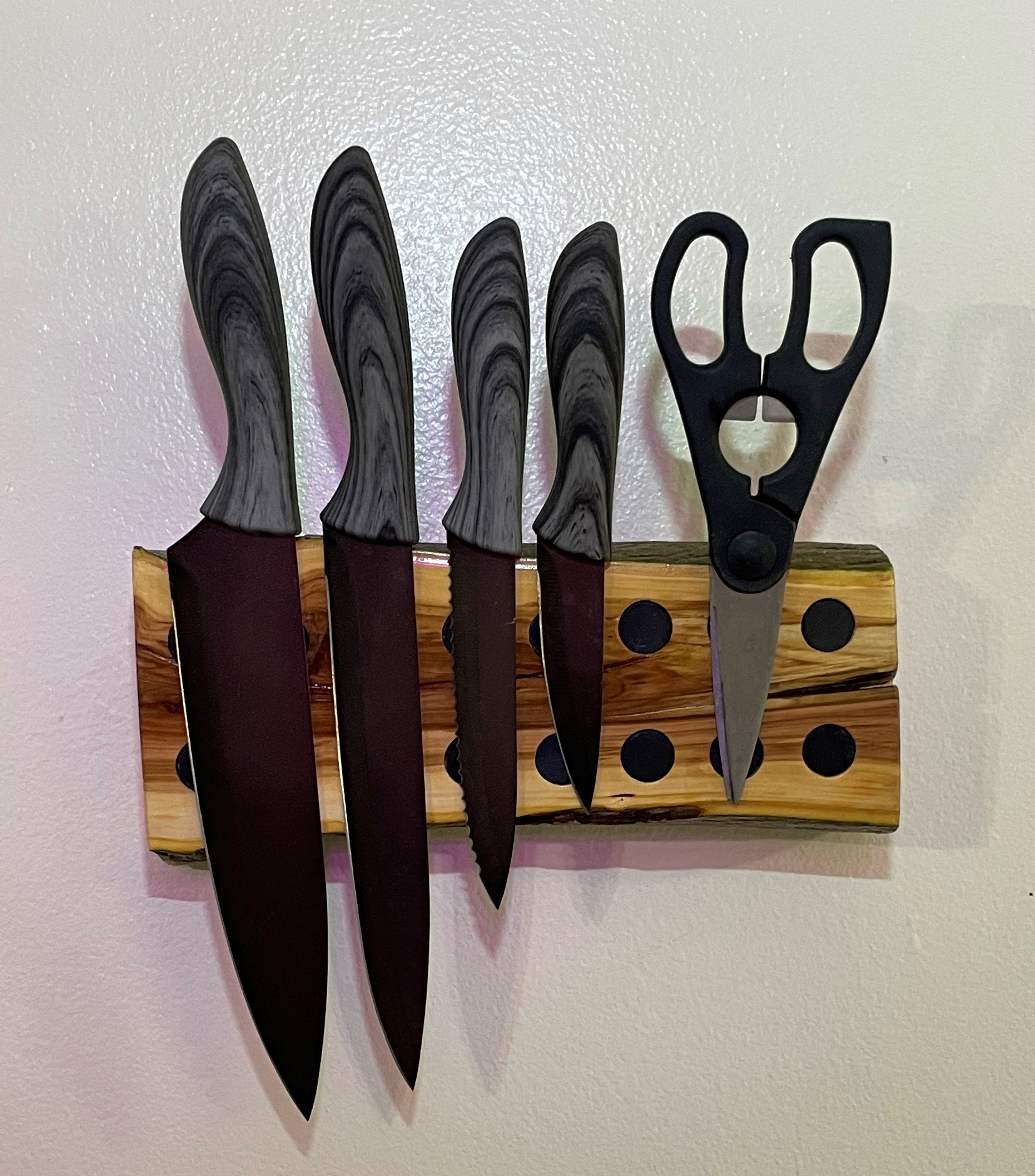 Apple Wood Magnetic Floating Knife Block - Etsy
