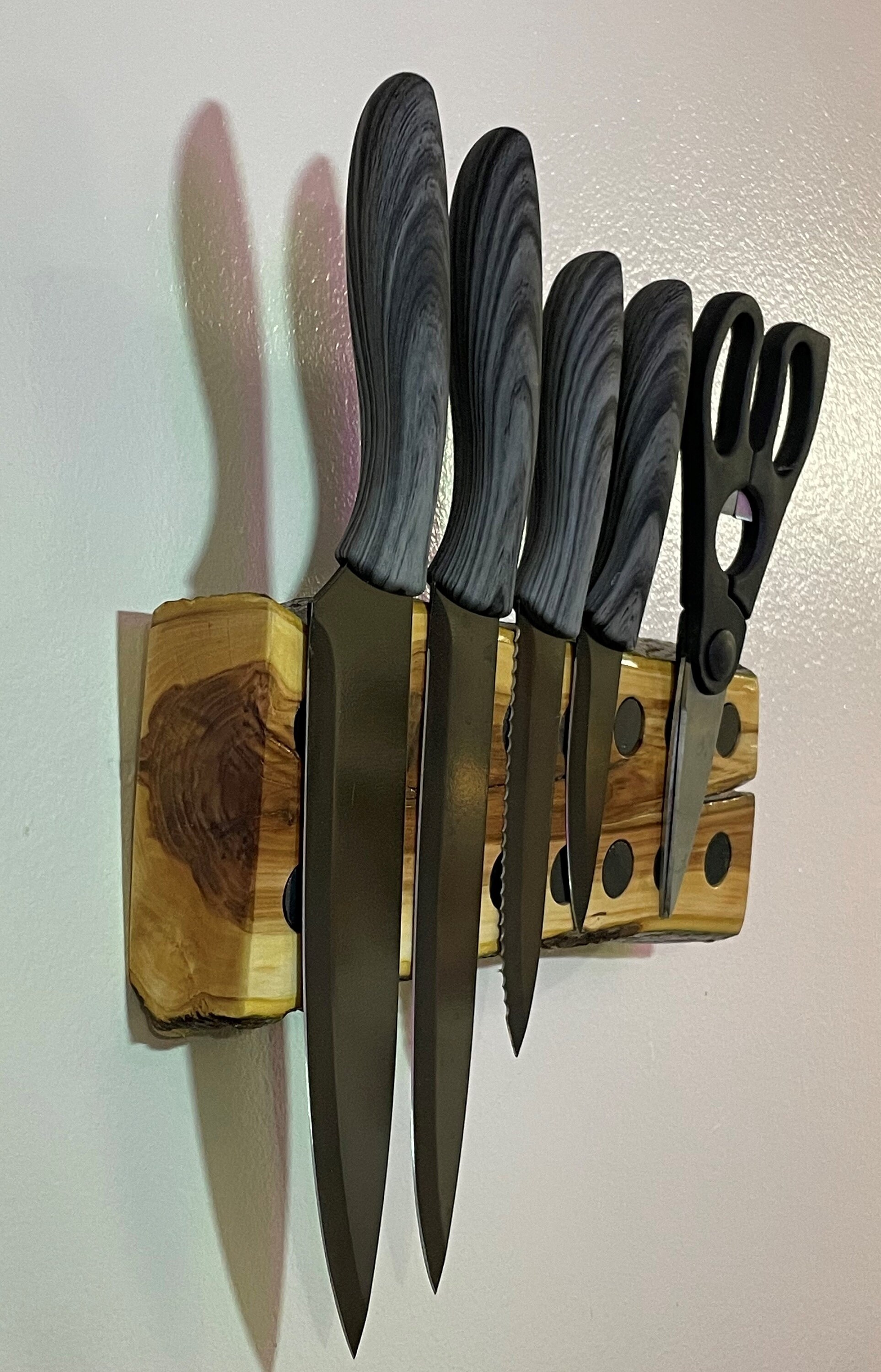 Apple Wood Magnetic Floating Knife Block - Etsy