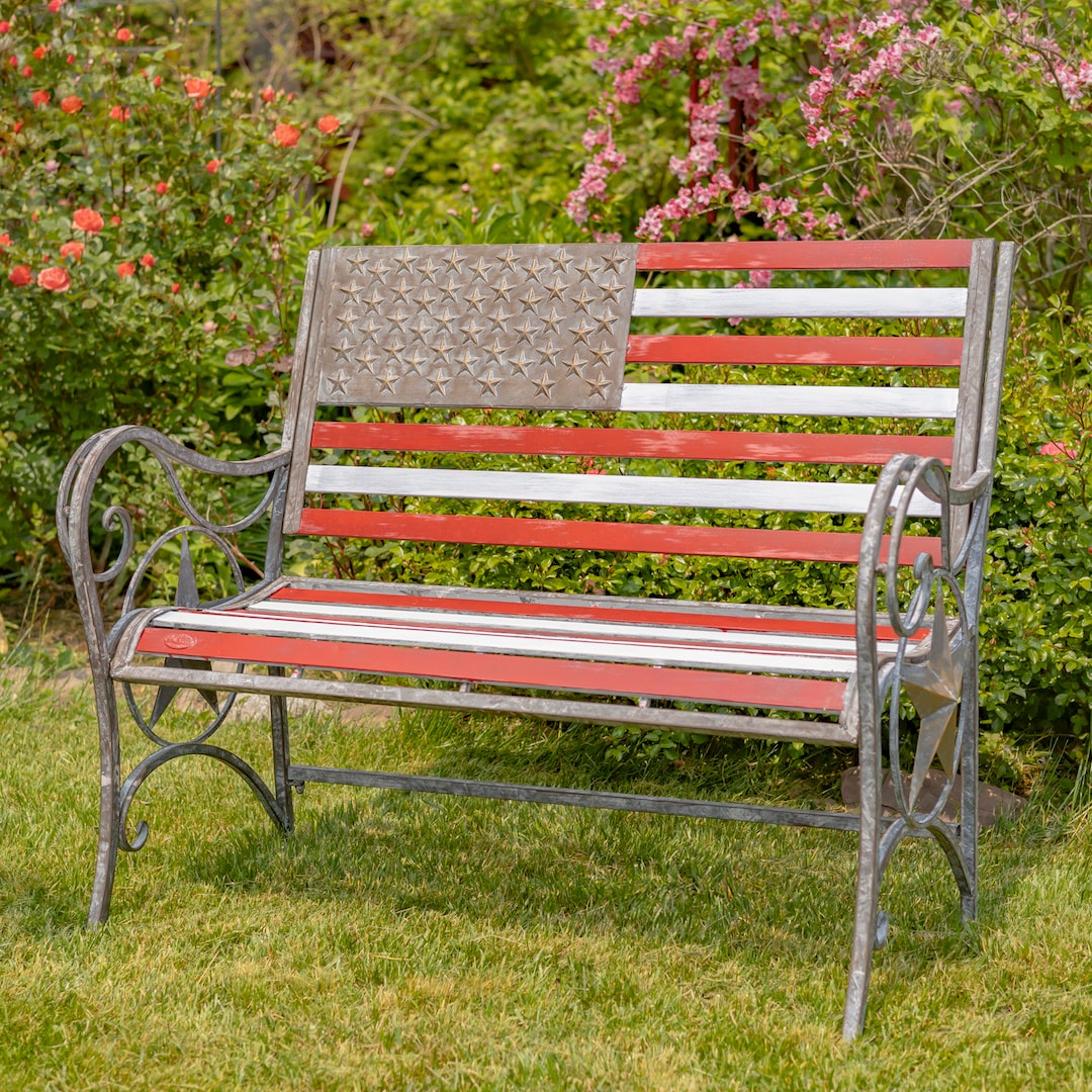 American Flag Garden Bench - Etsy