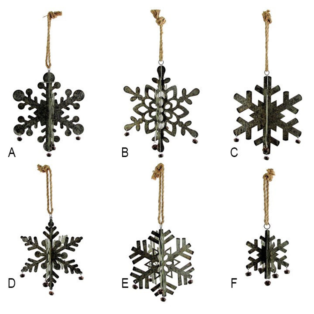 Galvanized Hanging/folding Snowflakes With Bells 6 Options - Etsy