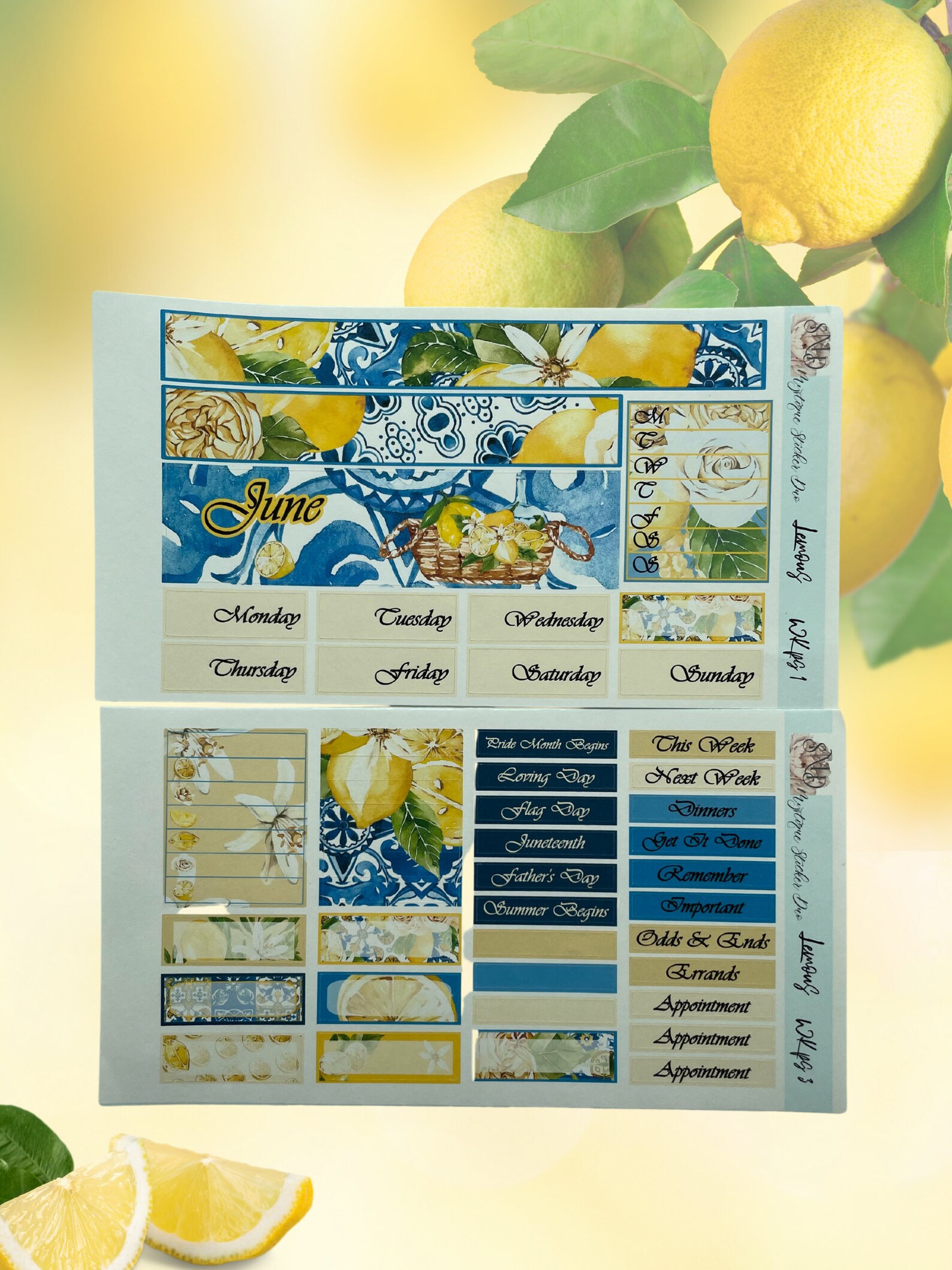 Lemons June Weekly Planner Kit | Etsy