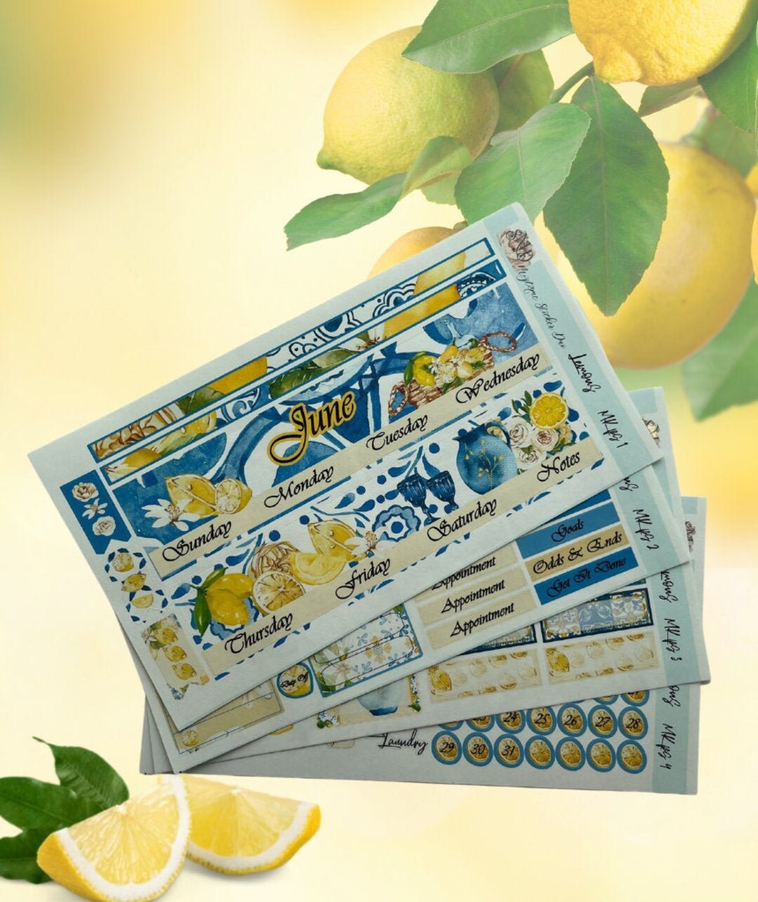 Lemons June Weekly Planner Kit - Etsy