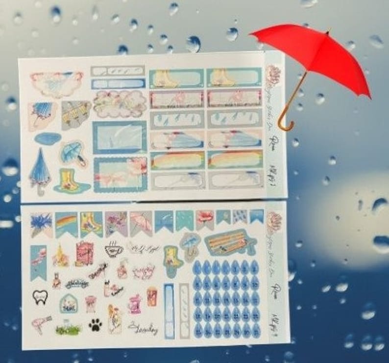 April Rain Monthly Planner Sticker Kit - Etsy