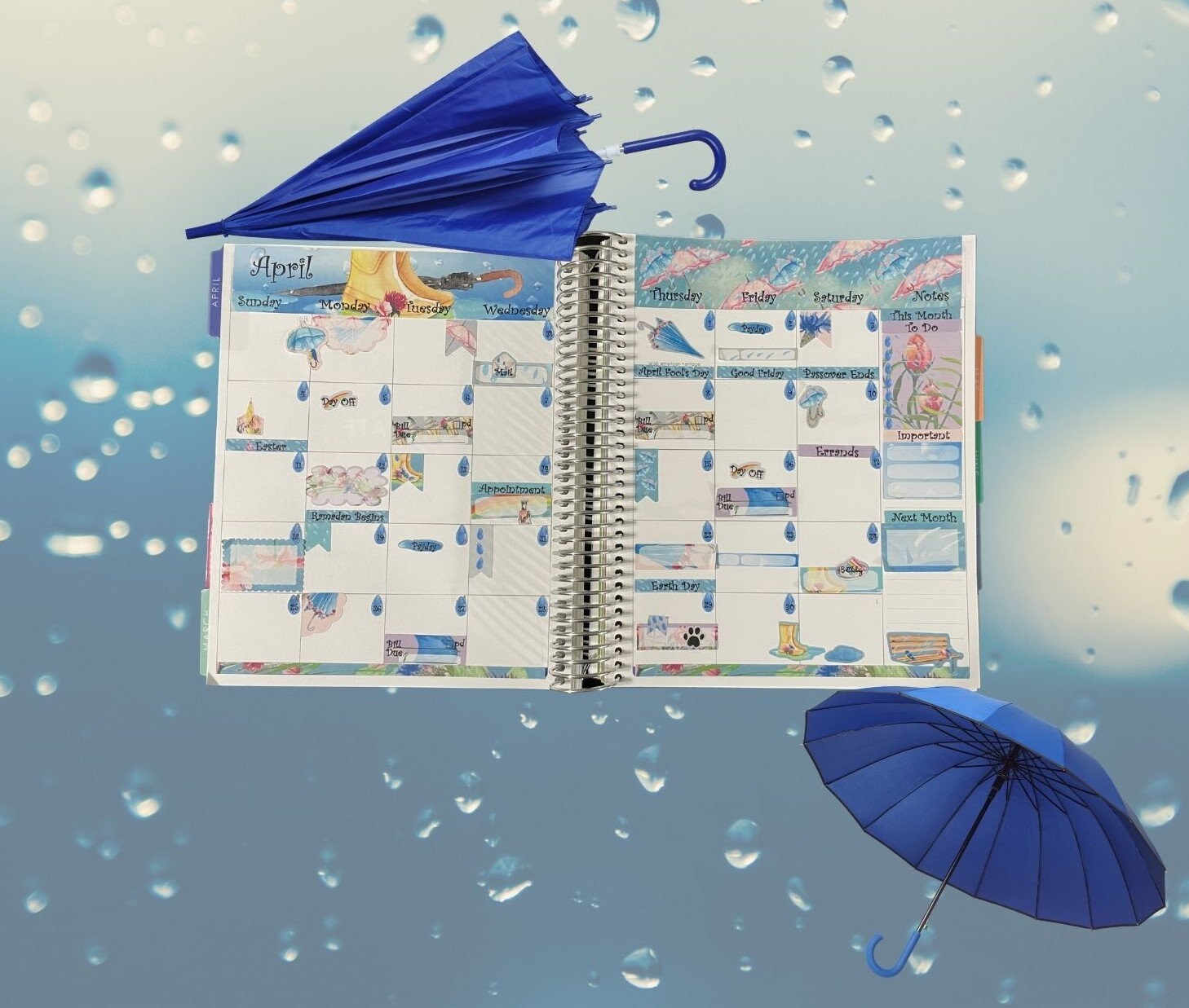 April Rain Monthly Planner Sticker Kit - Etsy