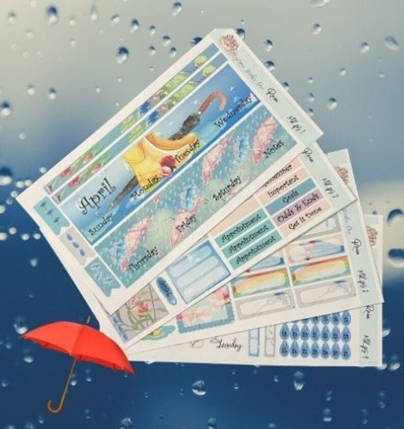 April Rain Monthly Planner Sticker Kit - Etsy