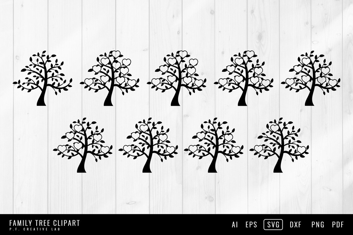 Family Tree Hearts Clipart SVG Bundle - Etsy