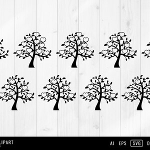 Family Tree Hearts Clipart SVG Bundle - Etsy